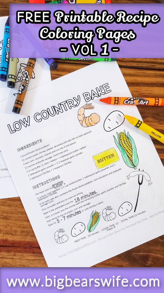 FREE Printable Recipe Coloring Pages – VOL 1 - Big Bear's Wife